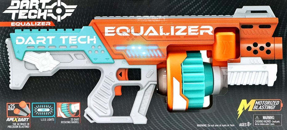 DART TECH EQUALIZER MOTORIZED BLASTING GUN WITH APEX DART PRECISION INCLUDES 25 DARTS AND 20 DART RO