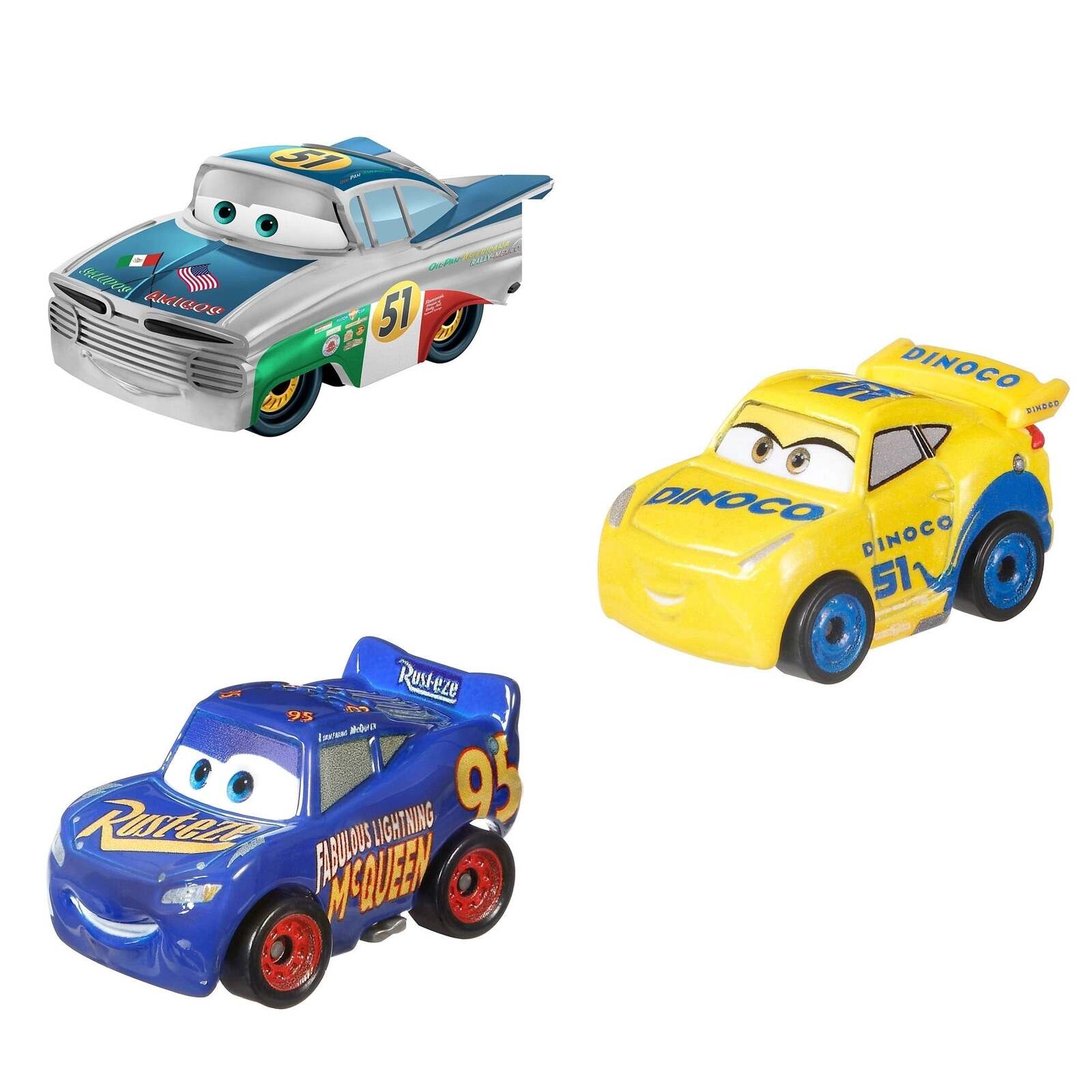 DISNEY PIXAR CARS METAL MINI RACERS 3 PACK WITH SALUDOS AMIGOS RAMONE ...